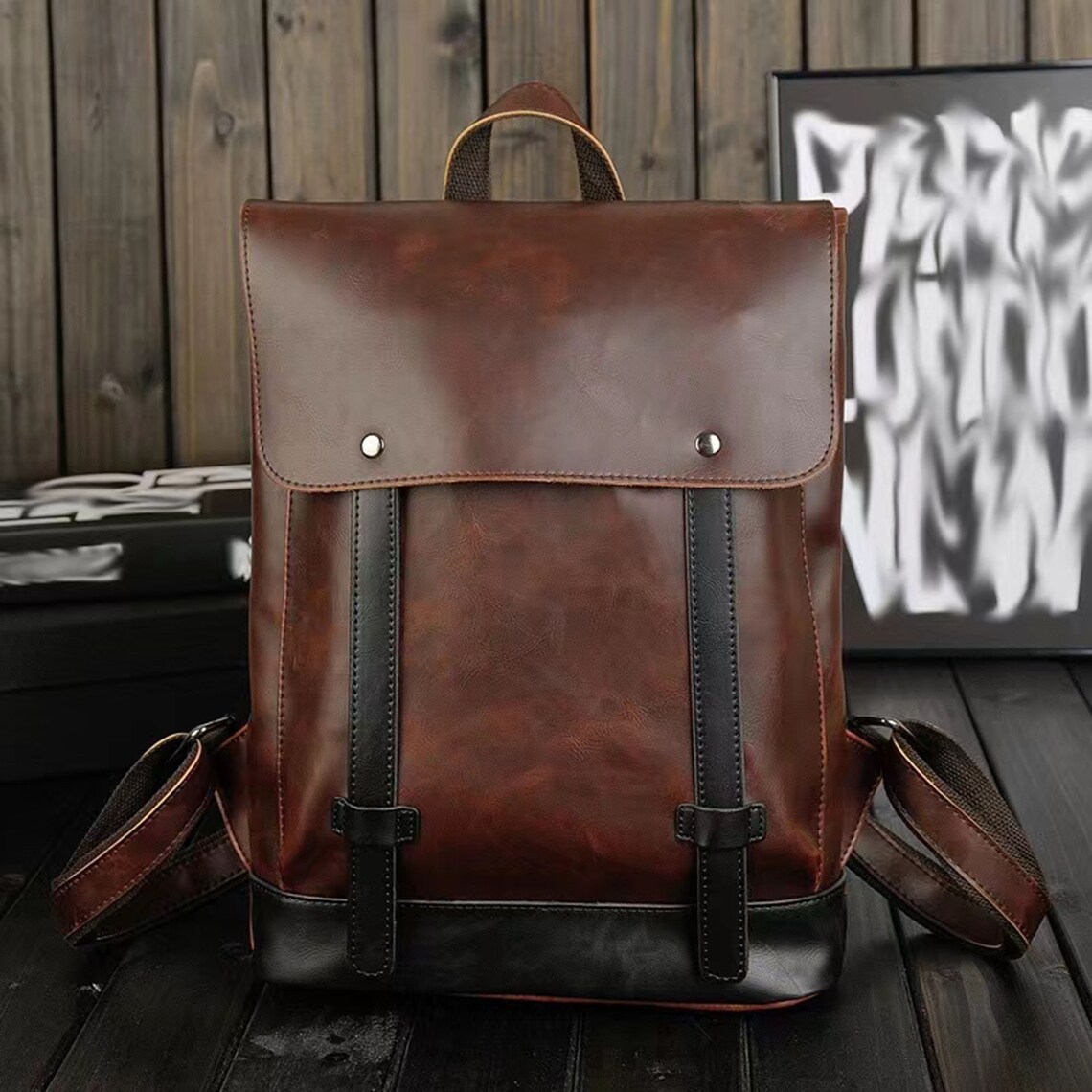 Dark Brown Leather Backpackleather Backpack for Menlaptop - Etsy