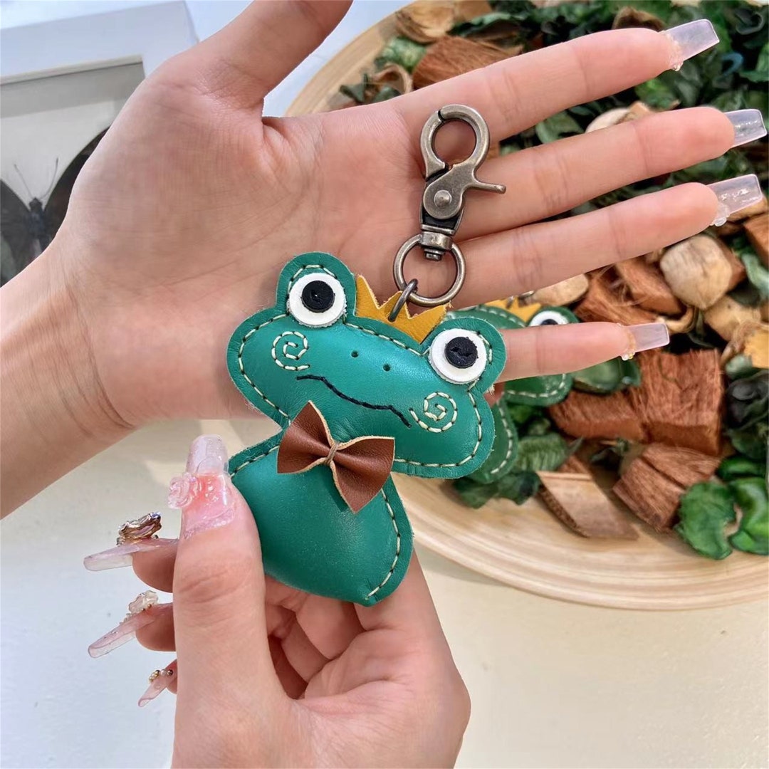 Genuine Leather Frog Ornament, Leather Bag Charm for Purse, Handmade ...