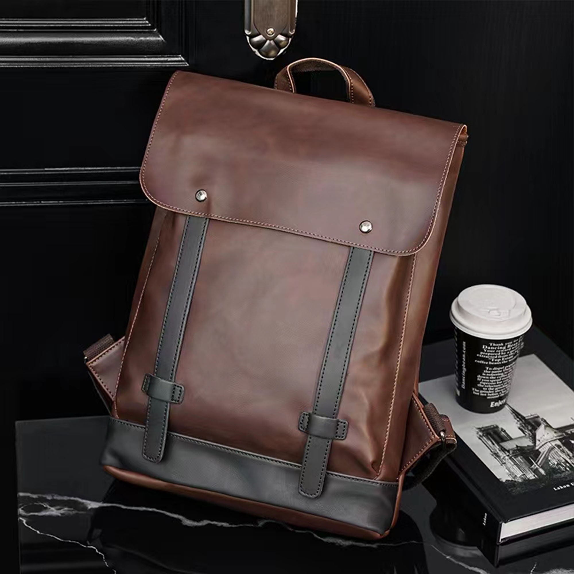Dark Brown Leather Backpackleather Backpack for Menlaptop - Etsy