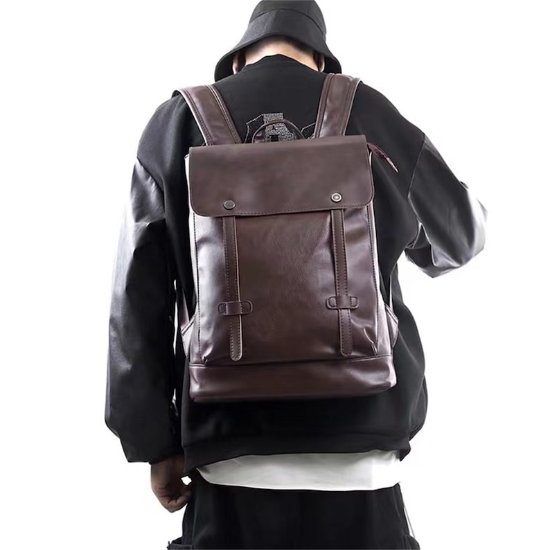 Light Brown Leather Backpack Men, Leather Camera Backpack, Large ...