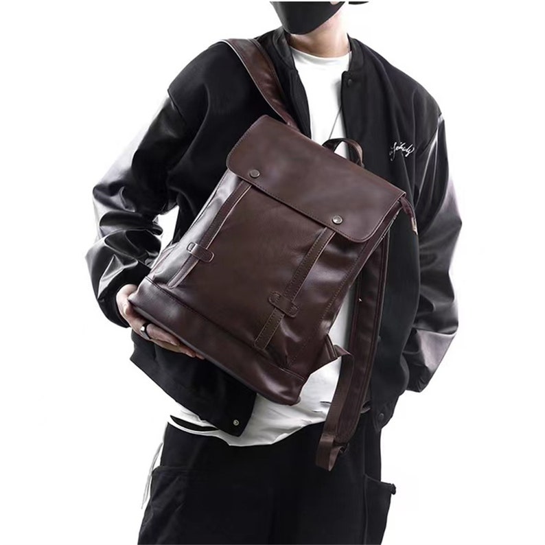 Light Brown Leather Backpack Men, Leather Camera Backpack, Large ...