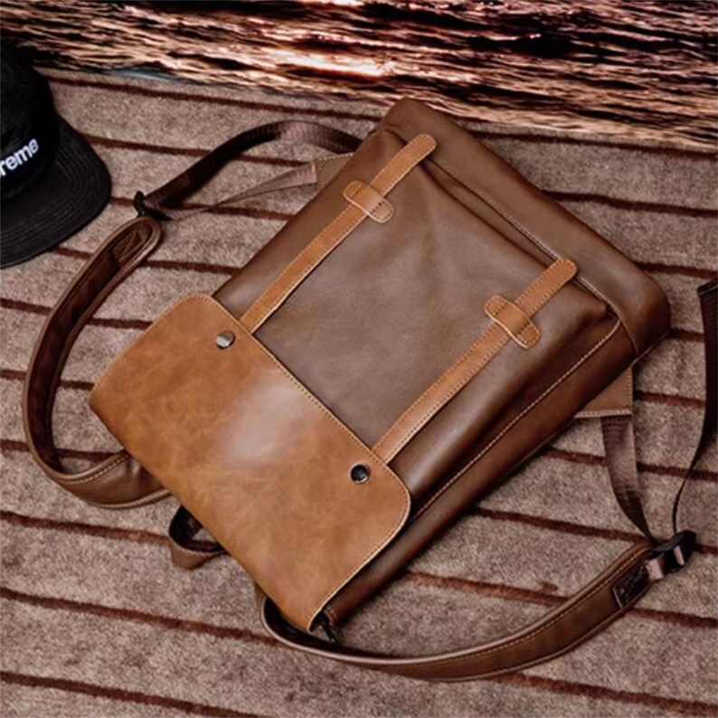 Light Brown Leather Backpack Men, Leather Camera Backpack, Large ...