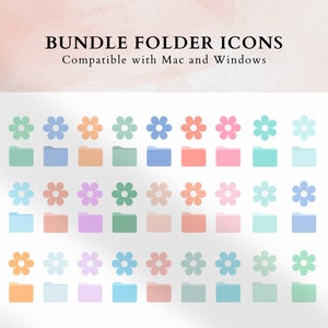 Bundle Pack Pastel Folder Icons Set, Retro Vintage Floral MacBook ...