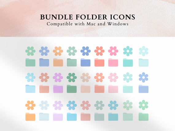 Bundle Pack Pastel Folder Icons Set Retro Vintage Floral - Etsy