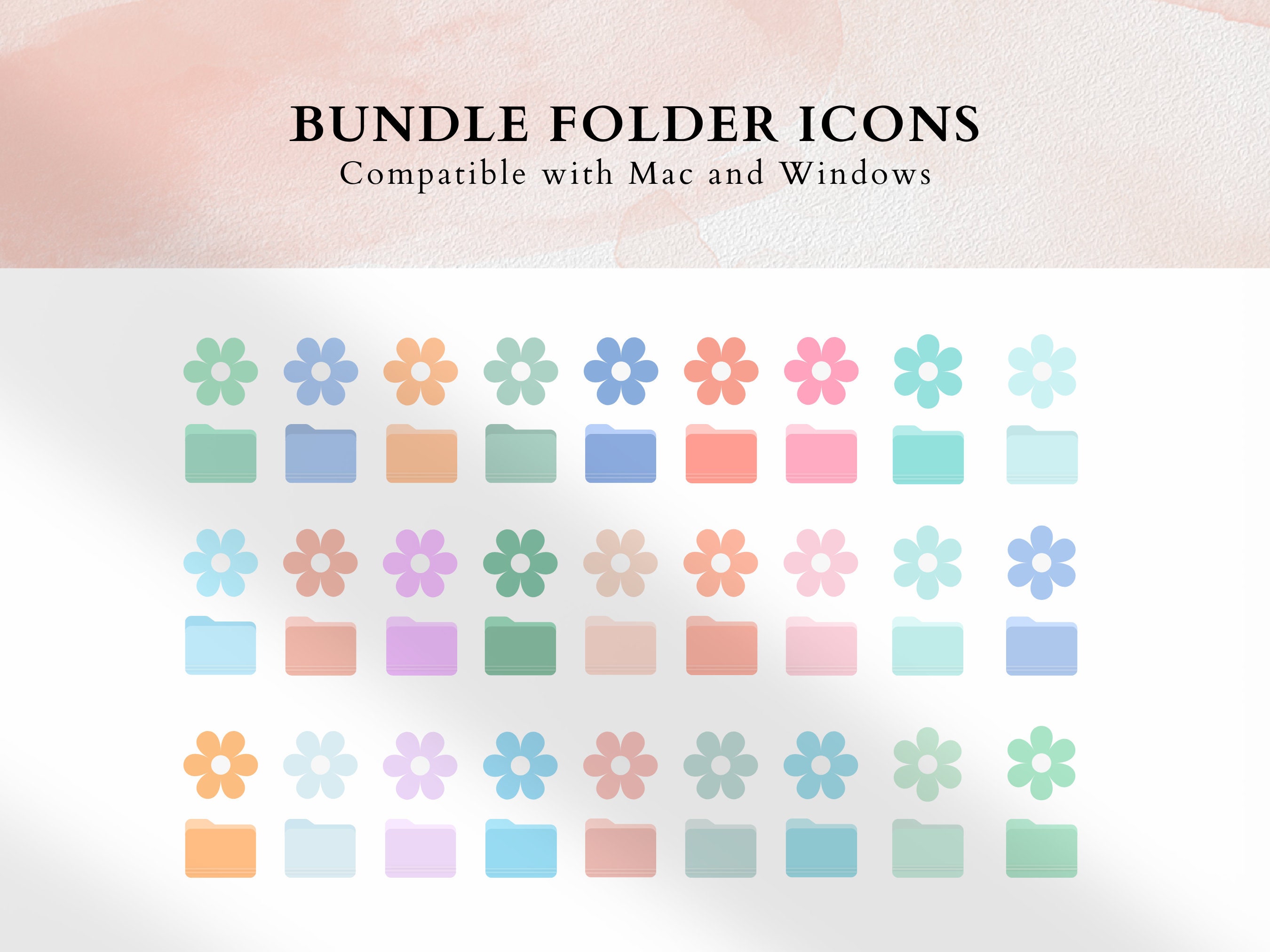 Bundle Pack Pastel Folder Icons Set Retro Vintage Floral - Etsy