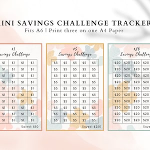 Mini Saving Challenge Planner, Savings Tracker, Savings Tracker Bundle ...