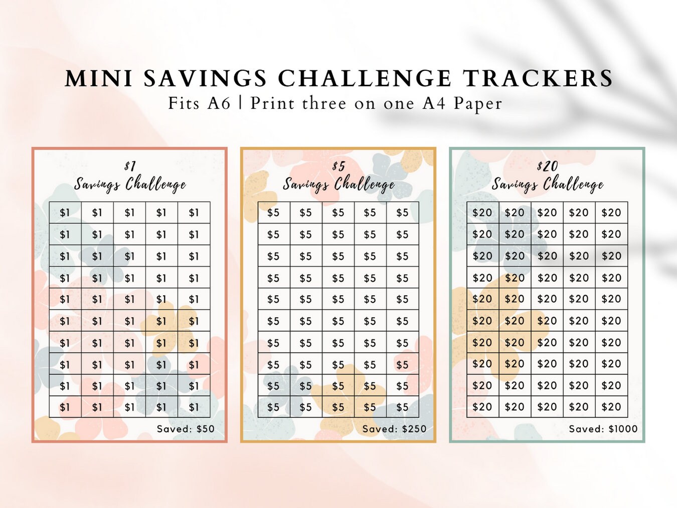 Mini Saving Challenge Planner, Savings Tracker, Savings Tracker Bundle ...