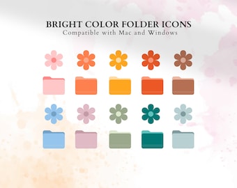 Bundle Pack Pastel Folder Icons Set, Retro Vintage Floral MacBook ...