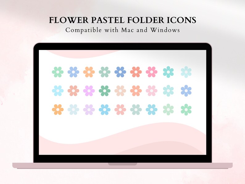 Pastel Floral MacBook Folder Icons, Bundle Pack Pastel Folder Icons Set ...