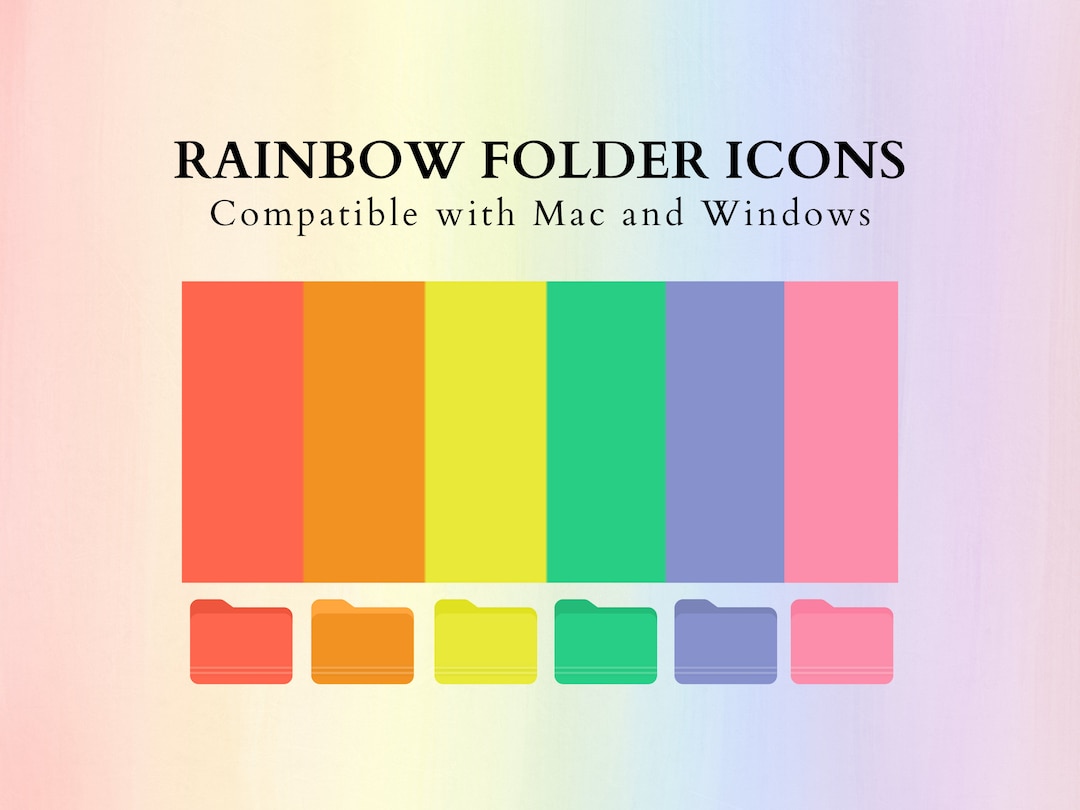 Pastel Rainbow MacBook Folder Icons Set, Desktop Folder Icons, Cute ...