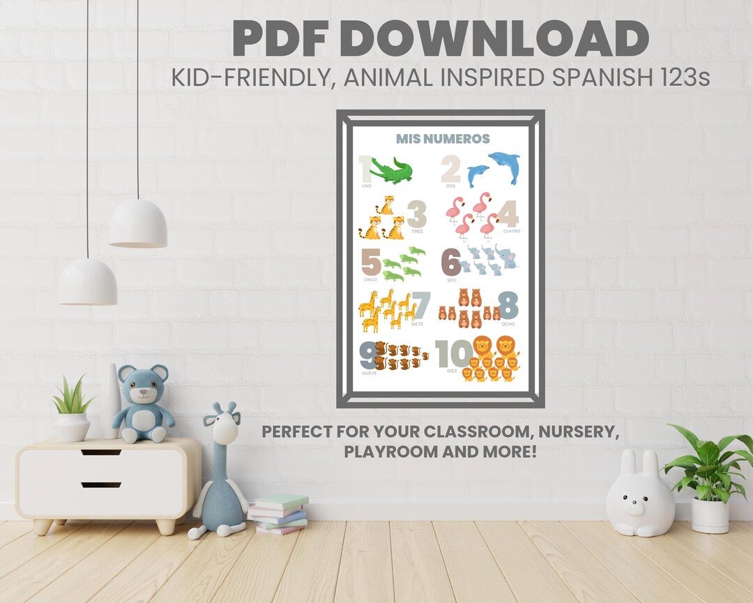 Spanish 123s Printable | Spanish Numbers Wall Art | Kids Educational ...