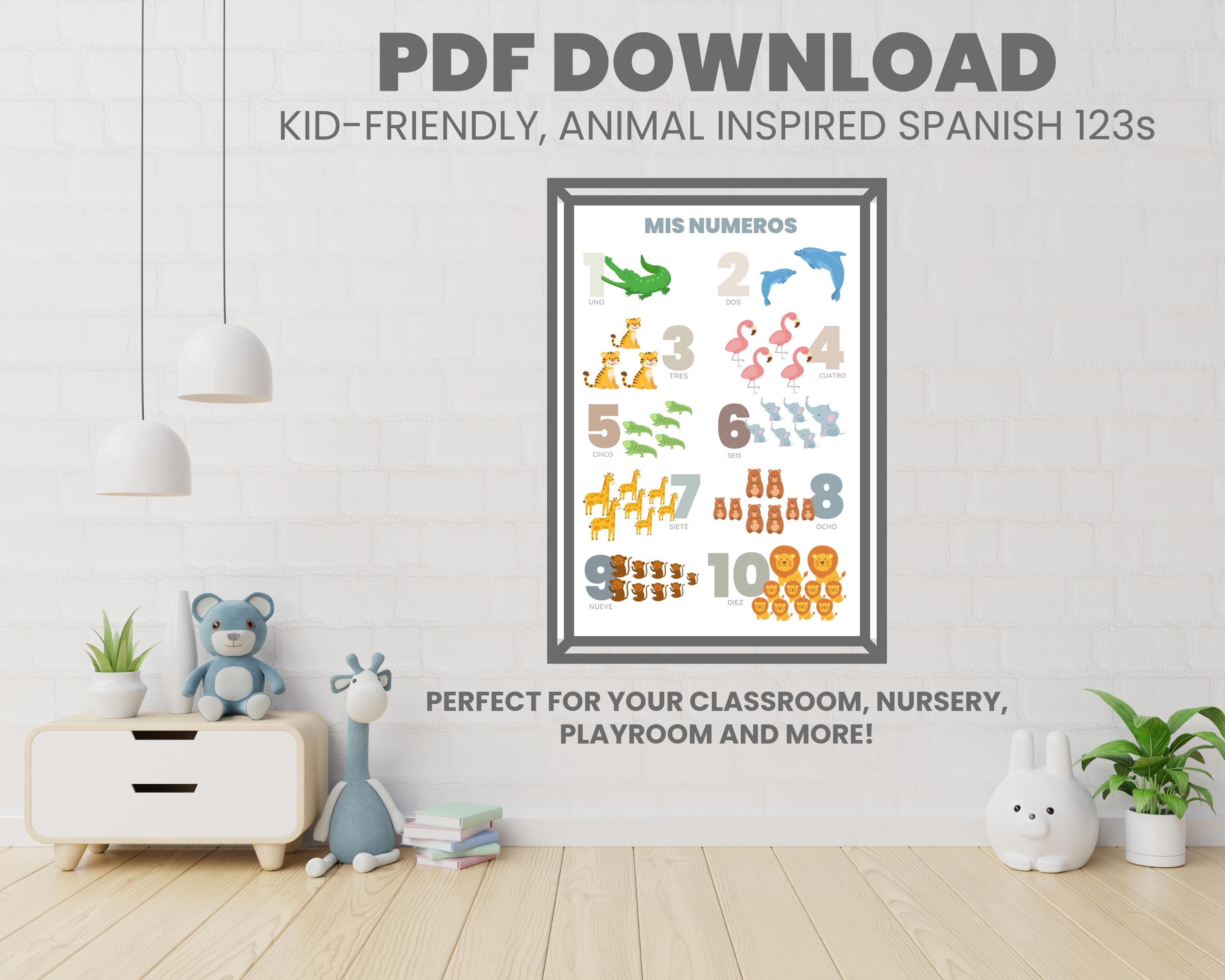 Spanish 123s Printable | Spanish Numbers Wall Art | Kids Educational ...