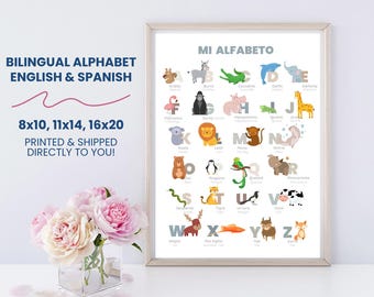 Bilingual ABC Animal Printable 18x24 | Spanish English Alphabet Print ...