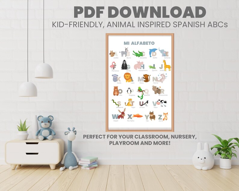 Spanish Safari Abcs Printable | Spanish Nursery Wall Art | Animal ...