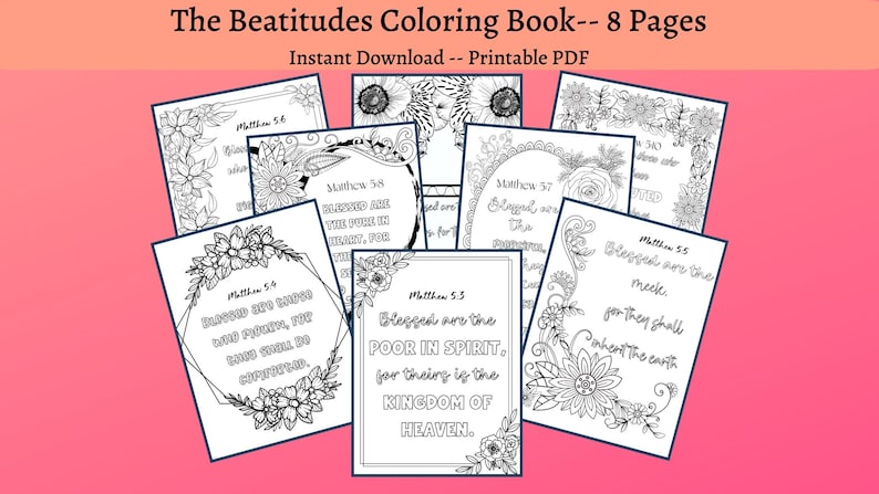 Beatitudes Coloring Book, Scripture Coloring Pages, Bible Verses ...