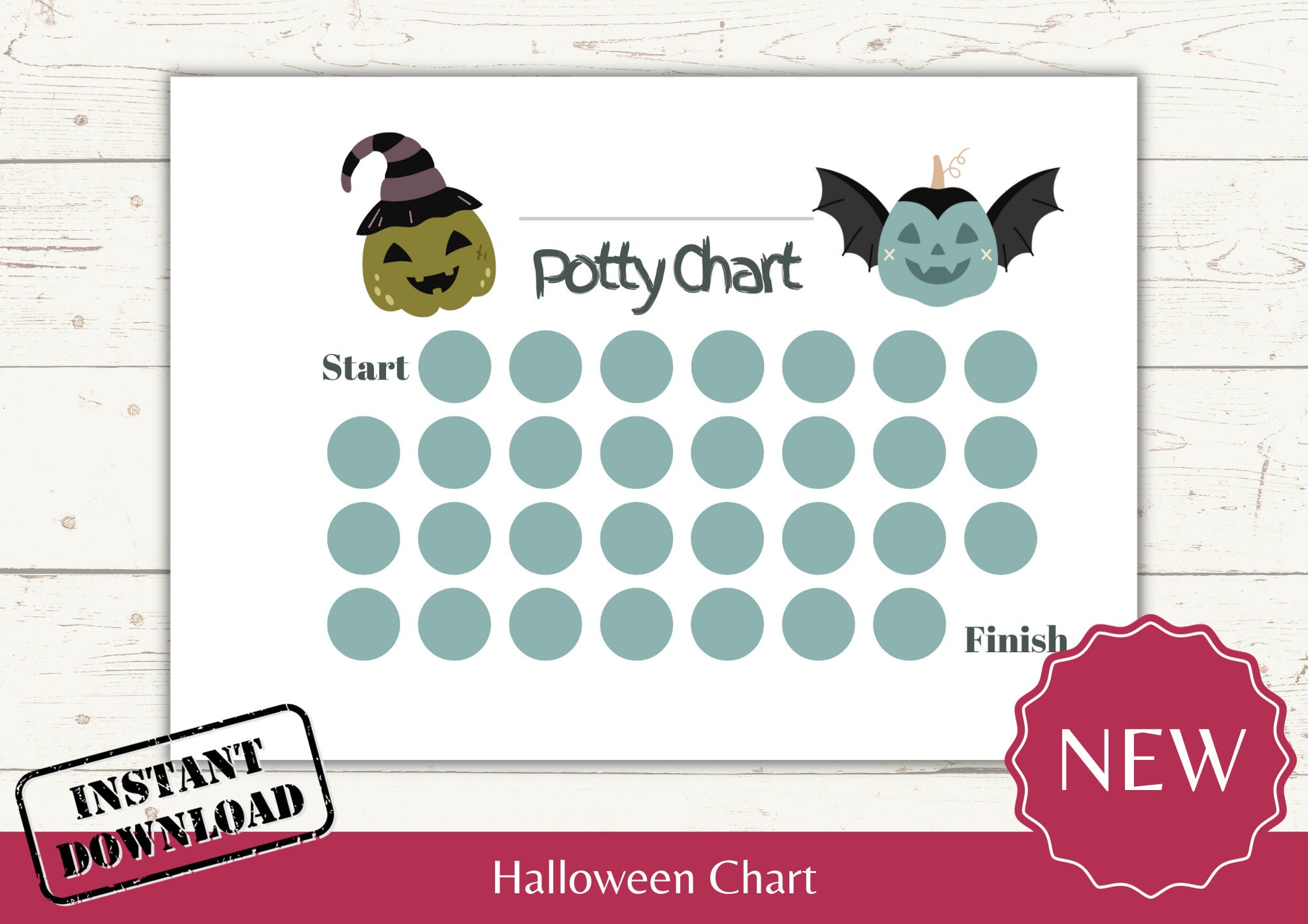 Halloween Potty Chart Printable for Toddler Toilet Training Scary ...