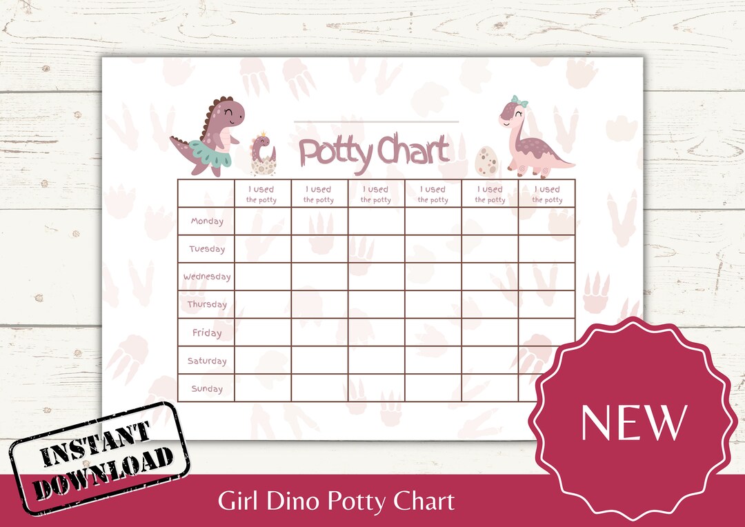Dino Potty Chart for Girls Printable Potty Chart Dinosaur for Girls ...