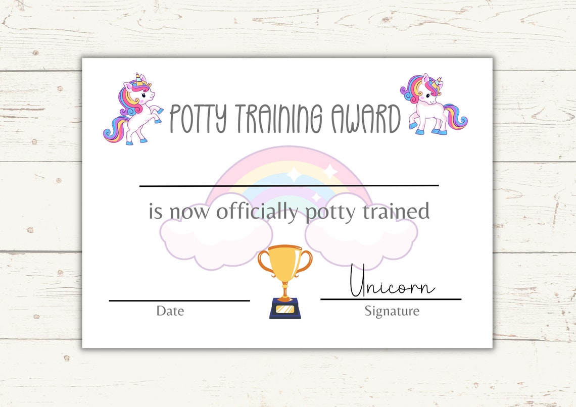Unicorn Potty Training Award Certificate (digital Download) - Etsy