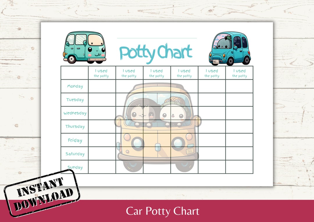Cars Potty Training Chart Printable for Boys Vehicle Tracker Toilet ...