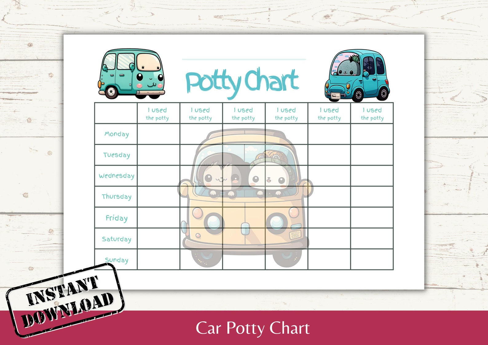 Cars Potty Training Chart Printable for Boys Vehicle Tracker Toilet ...
