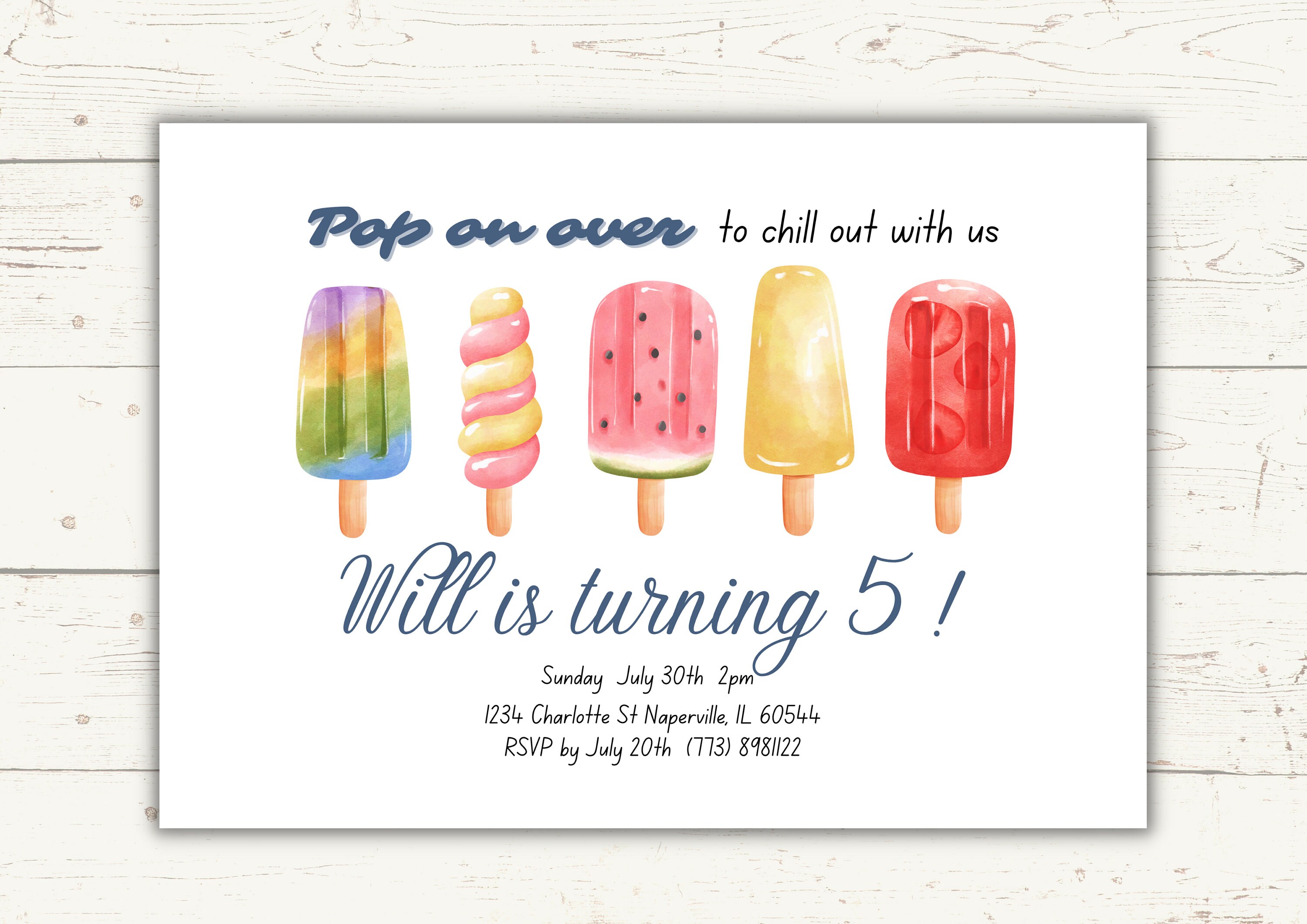 Editable Popsicle Birthday Invitation: Summer Kids Party (digital ...