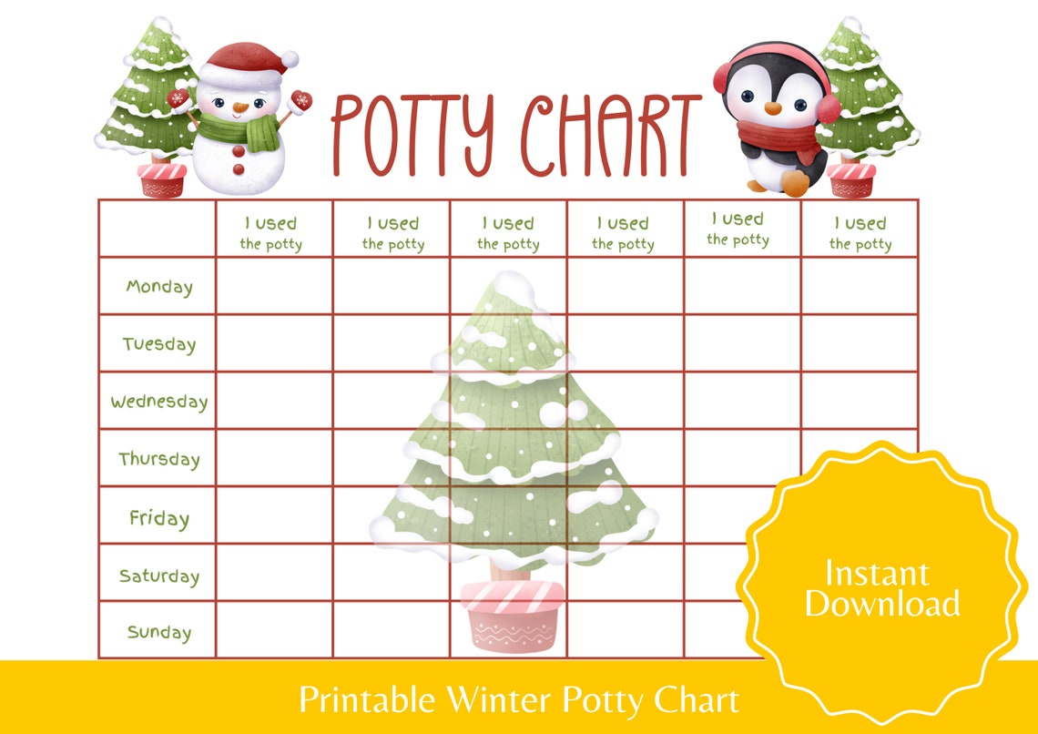 Christmas Potty Chart, Printable Potty Chart, PDF, Potty Training ...