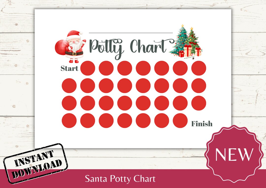 Santa Chart Printable for Toddler Christmas Potty Training Tracker for ...