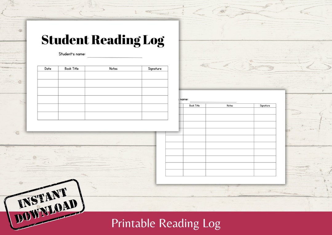 Printable Student Reading Log: Homeschool Book Tracker (digital ...