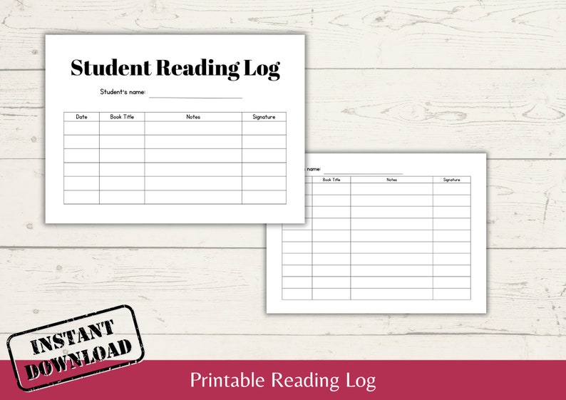 Printable Student Reading Log: Homeschool Book Tracker (digital ...