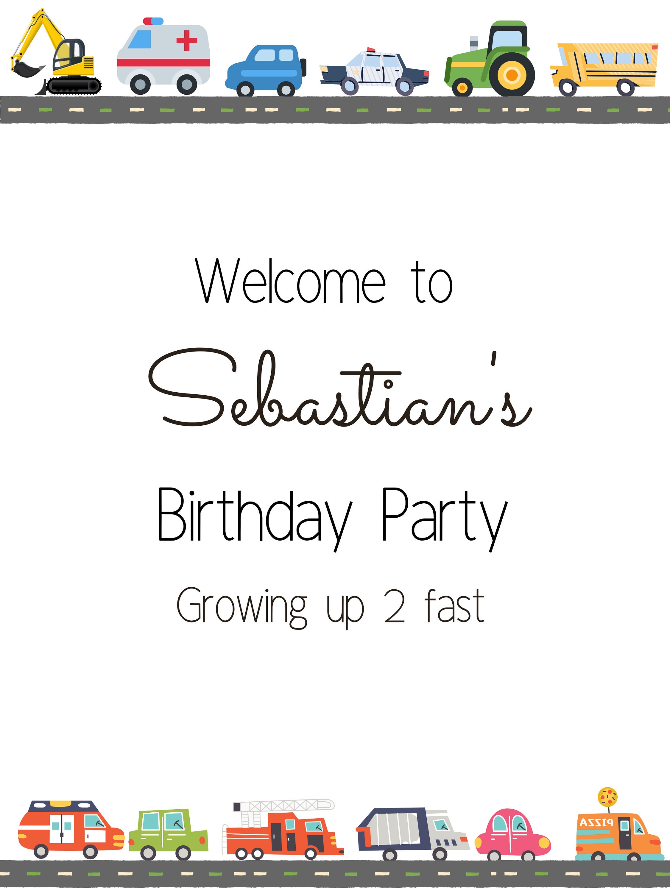 Editable Cars Birthday Sign Printable for Boys Cars Birthday Party ...