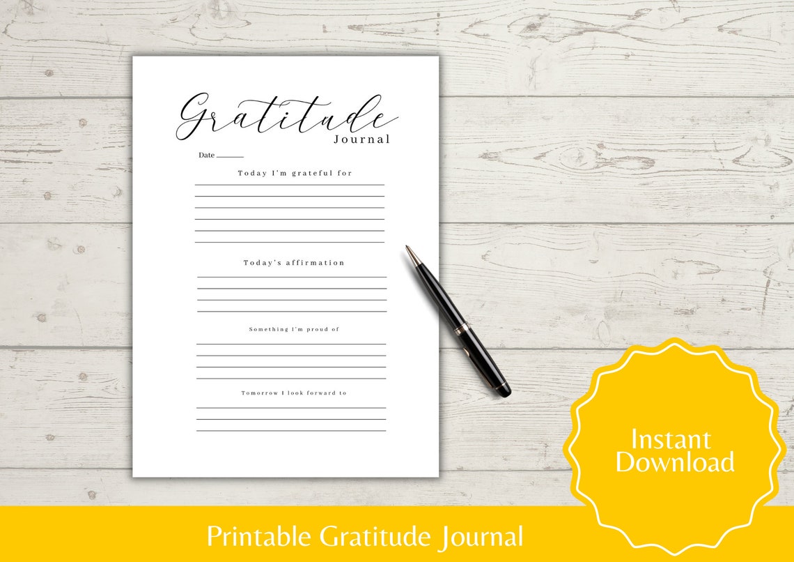 SIMPLE Gratitude Journal Printable Mental Health Tracker Emotion Self ...