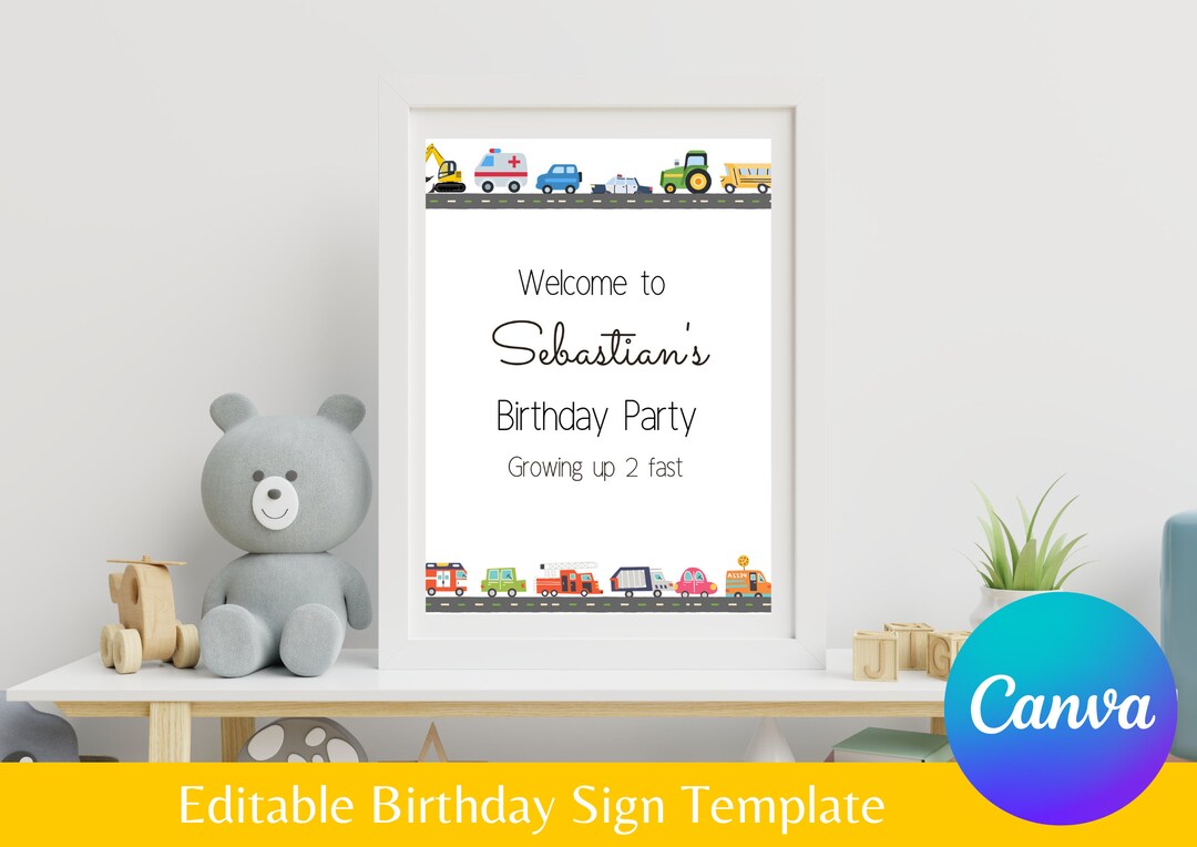 Editable Cars Birthday Sign Printable for Boys Cars Birthday Party ...