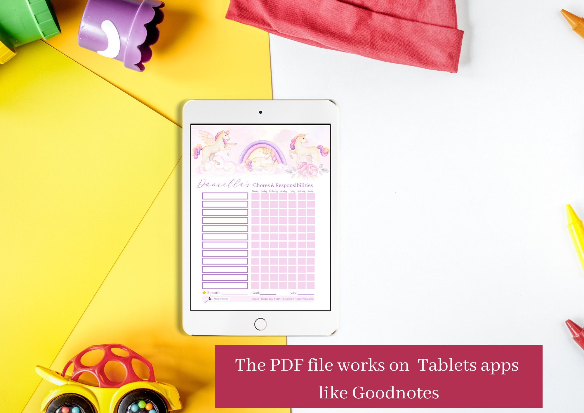 Personalized Unicorn Chores Chart for Girls Printable Student Planner ...