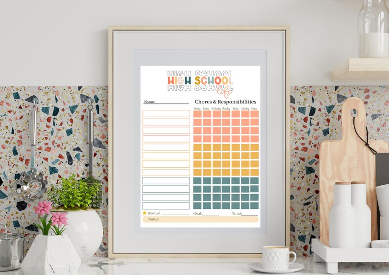 Chore Chart for Printable for Teenagers High School Chore Chart for ...