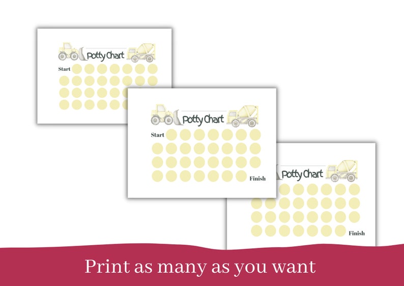 Construction Vehicle Potty Chart Printable for Boys Toilet Training ...