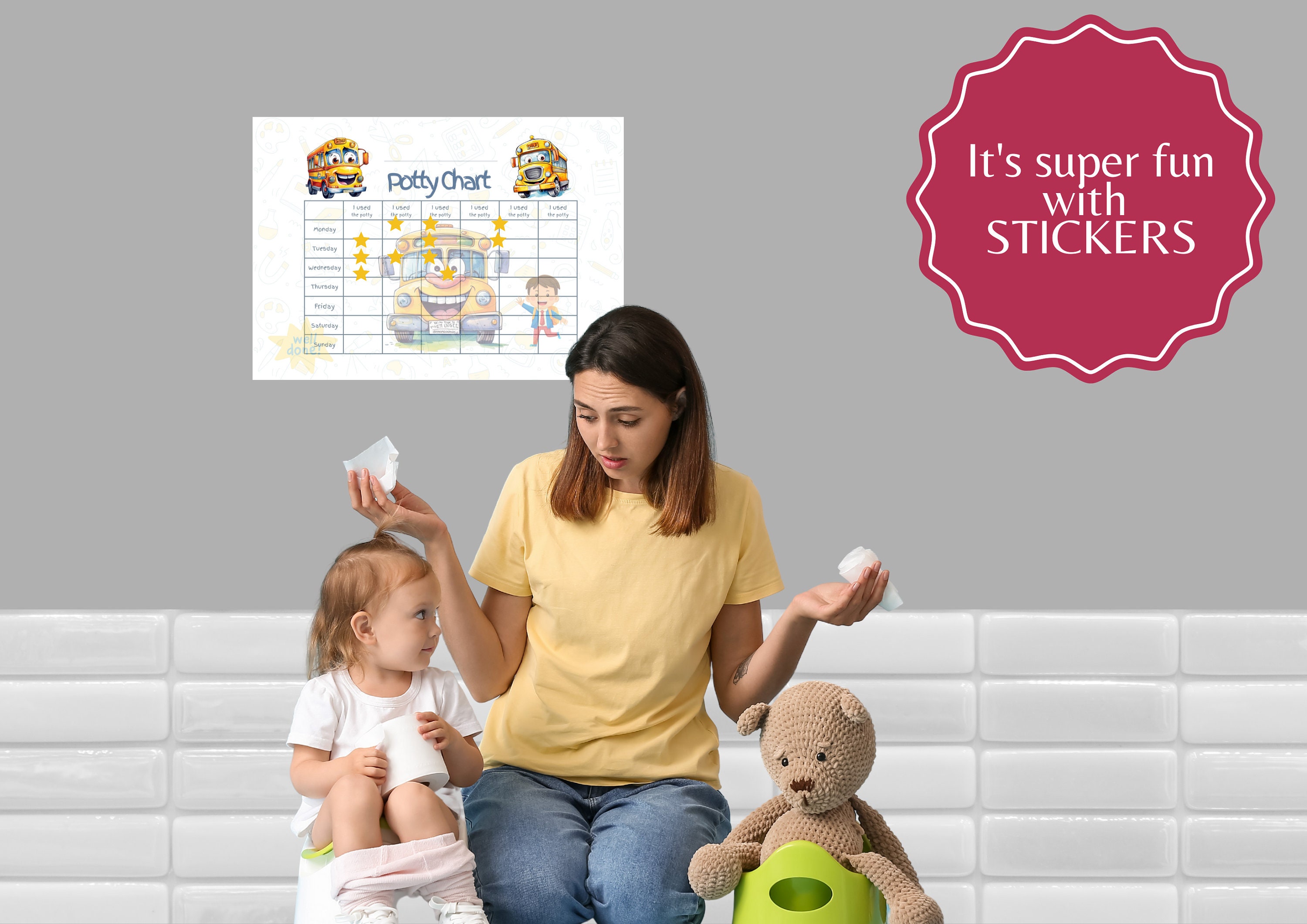 School Bus Potty Training Chart for Toddlers (PDF Printable) - Etsy