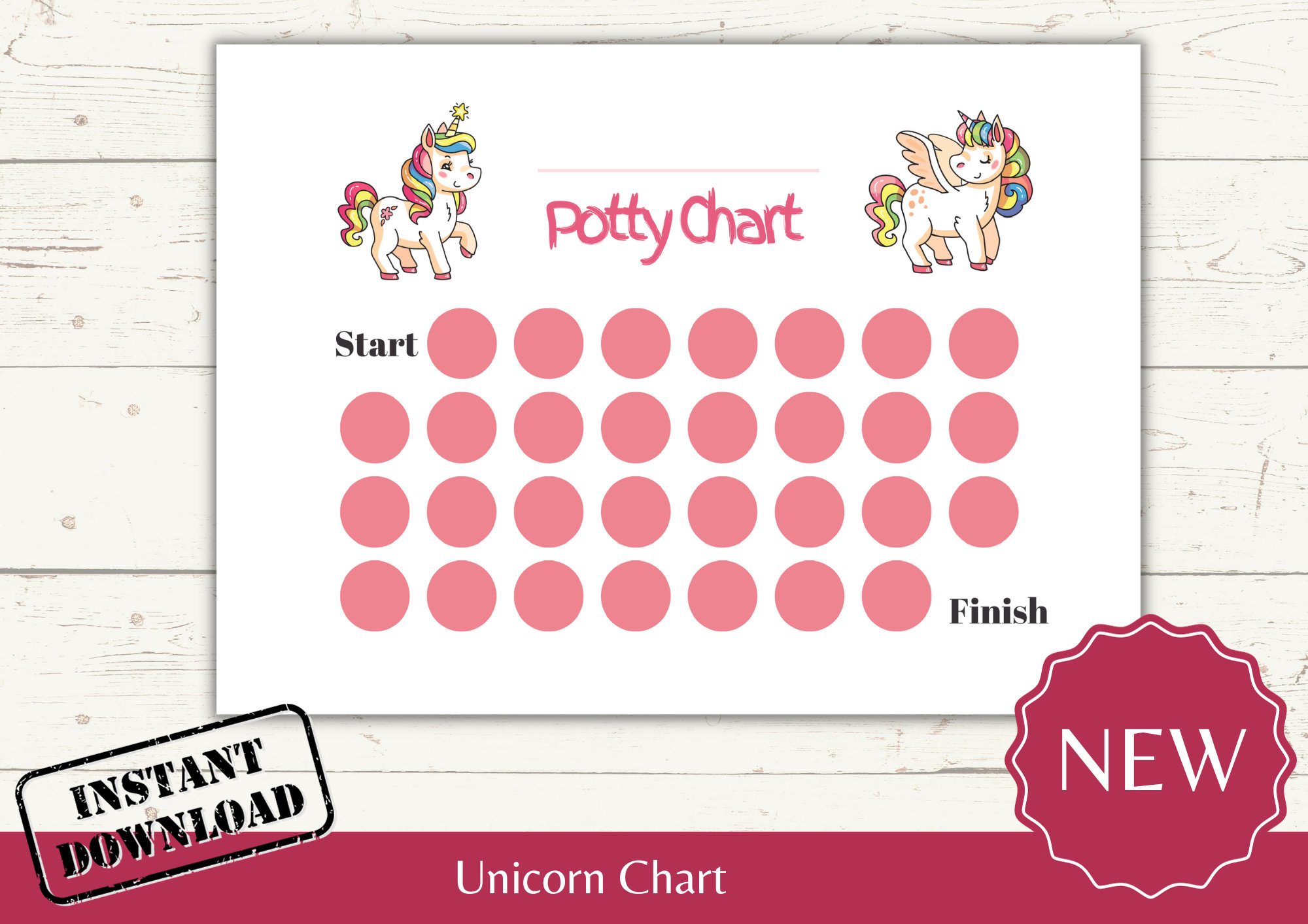 Unicorn Potty Chart Printable for Girls Potty Training Tracker for ...