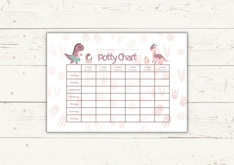 Dino Potty Chart for Girls Printable Potty Chart Dinosaur for Girls ...