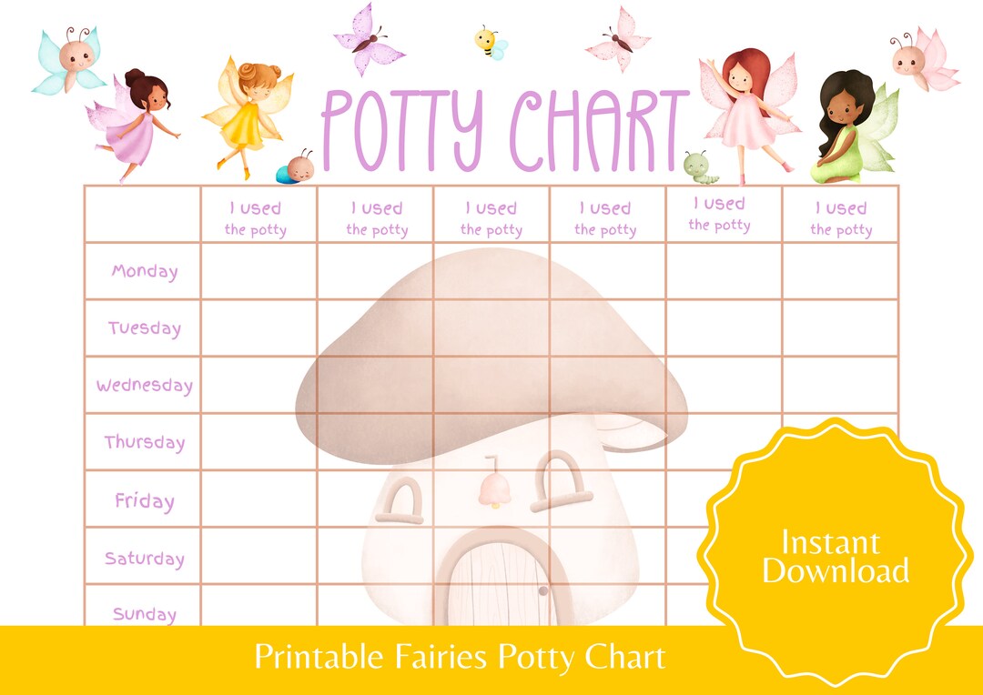 Fairy Potty Training Chart Printable, Toilet Training Chart, Girl Potty ...