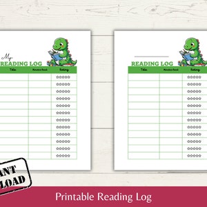 Reading Log Dino Printable for Girls Book Tracker for Kids Reading ...