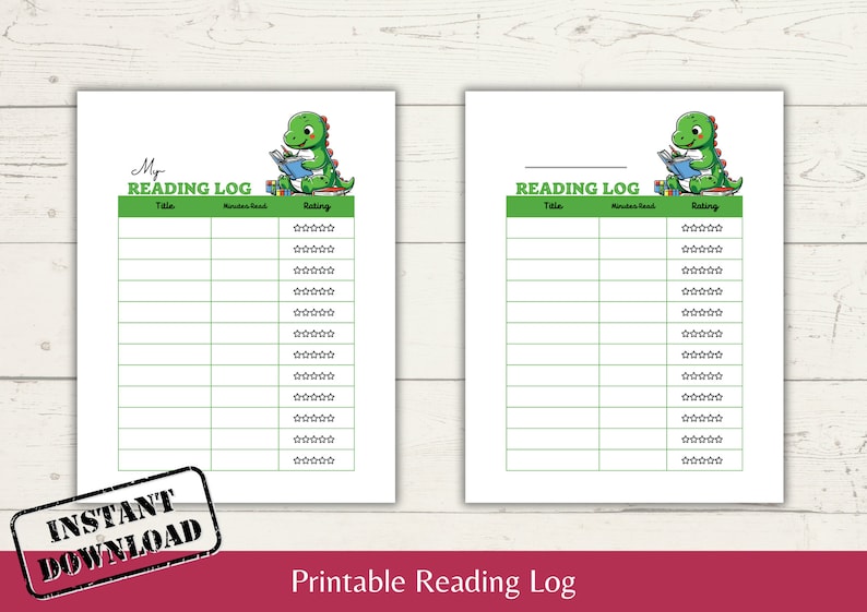 Reading Log Dino Printable for Girls Book Tracker for Kids Reading ...