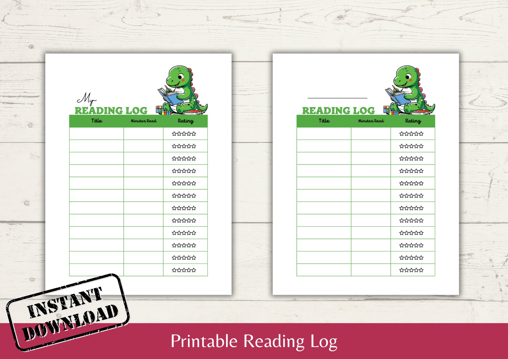 Reading Log Dino Printable for Girls Book Tracker for Kids Reading ...