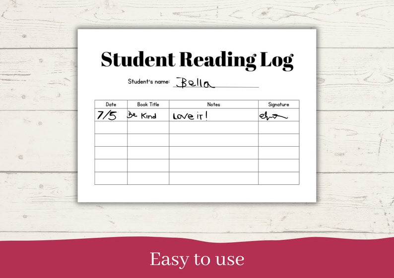 Student Reading Log Printable Book Tracker for Kids Reading Tracker ...