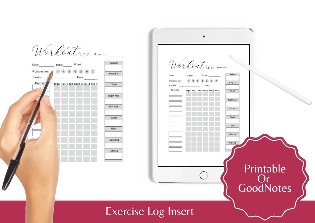 Simple Workout Log Printable Digital Planner Goodnotes Exercise Tracker ...