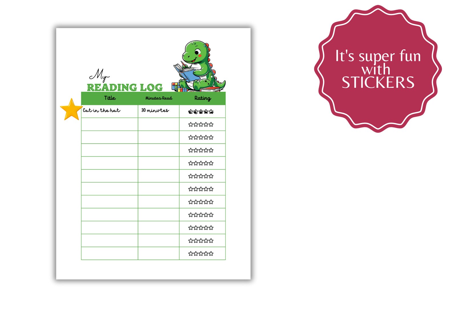 Reading Log Dino Printable for Girls Book Tracker for Kids Reading ...