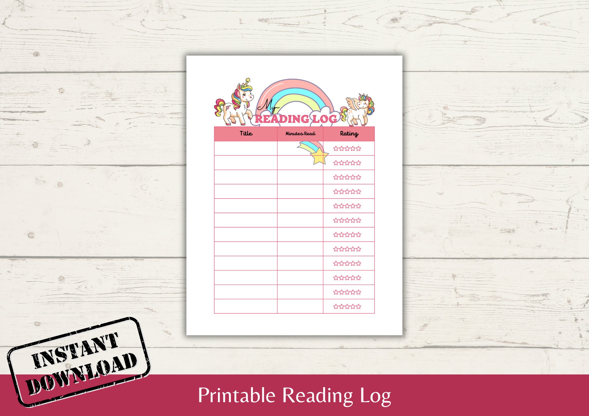 Reading Log Unicorn Printable for Girls Book Tracker for Kids Reading ...