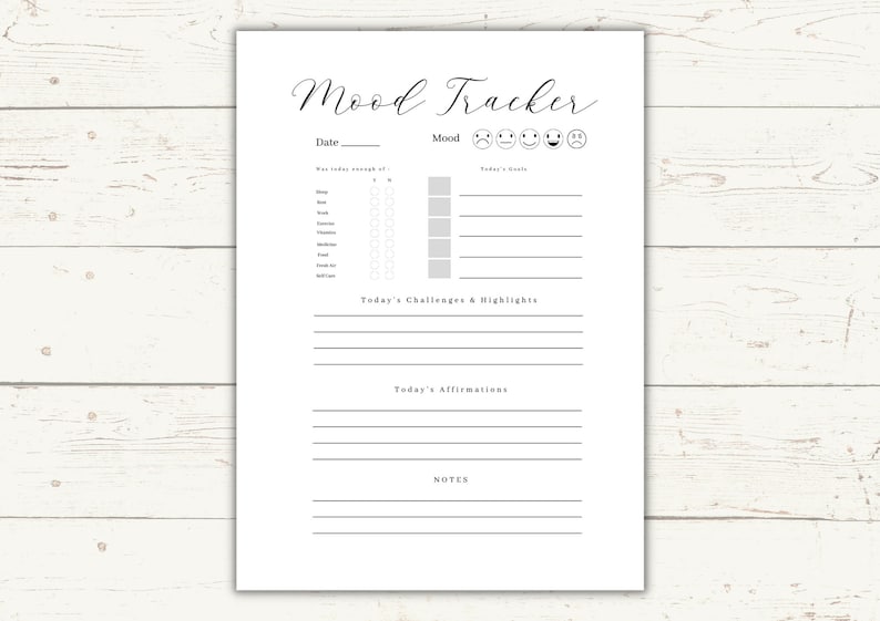 Daily Mood Tracker Printable: Mental Health, Emotion Chart (PDF) - Etsy