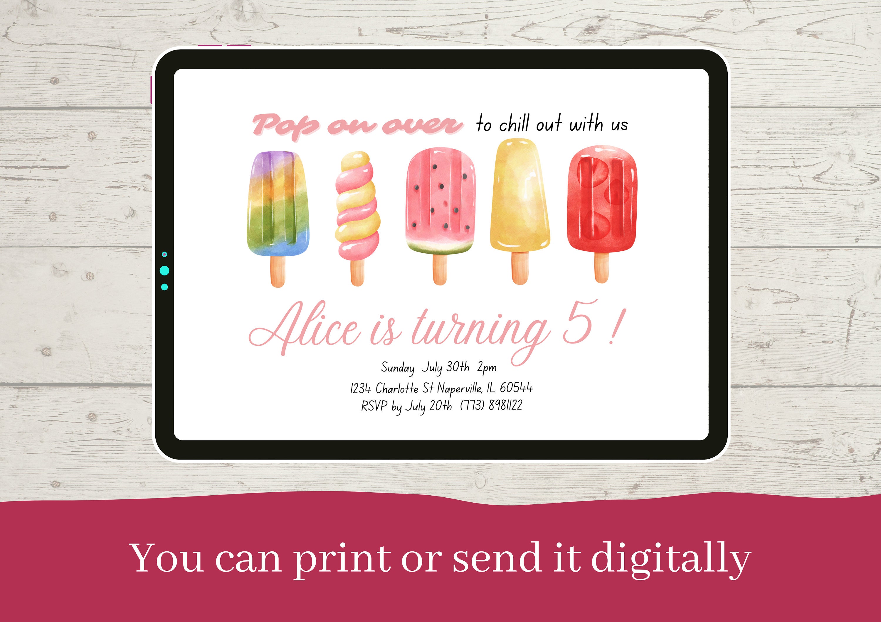 Editable Popsicle Birthday Invitation: Summer Kids Party (digital ...