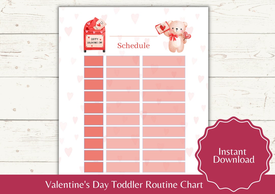 Valentine's Day Toddler Schedule Chart Printable. Baby Schedule Chart ...