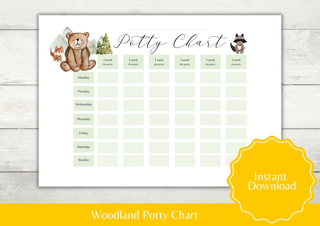 Woodland Potty Chart Printable for Girls Toilet Training Chart for Boys ...